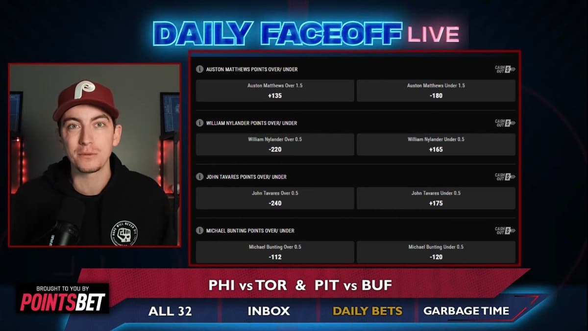 PointsBet Daily Picks: Flyers/Maple Leafs & Auston Matthews points prop