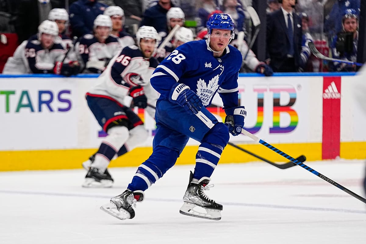 Toronto Maple Leafs forward Sam Lafferty fined for cross-checking Ross ...