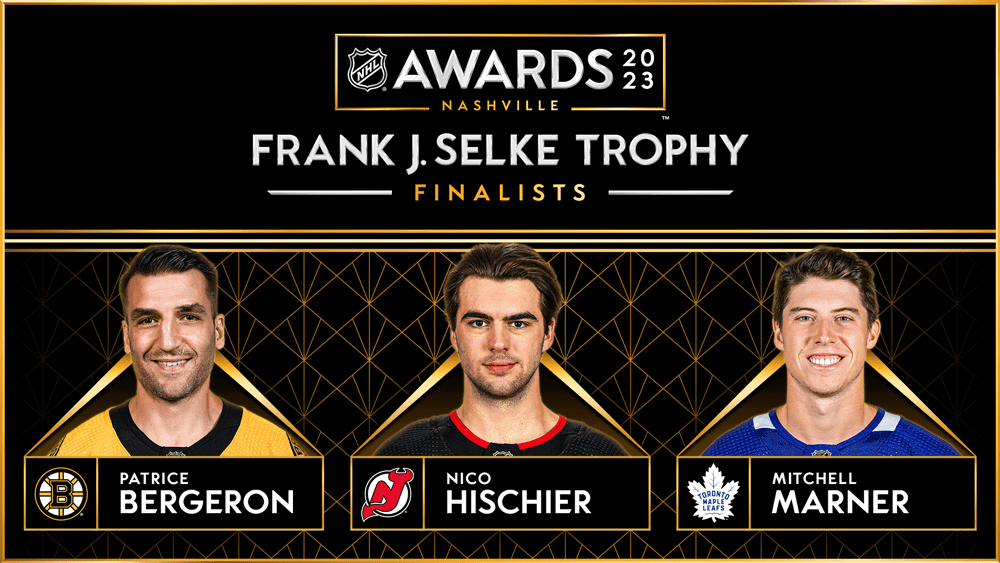 Patrice Bergeron, Mitch Marner, and Nico Hischier named 2023 Selke ...