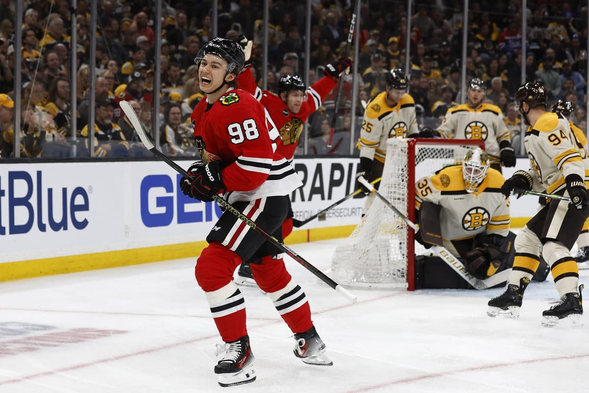 Connor Bedard nets first NHL goal as Blackhawks battle Bruins